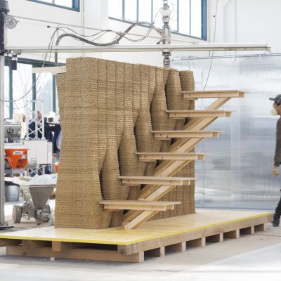 3D Printed Earth Wall with Embedded Staircase