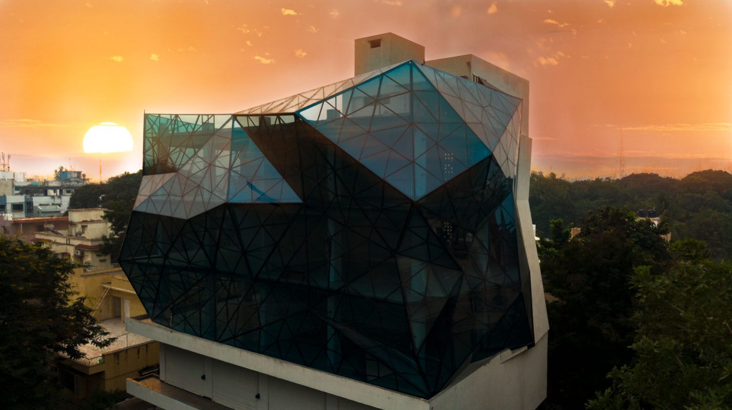 Iconic glass building by KPA Design Studio in India