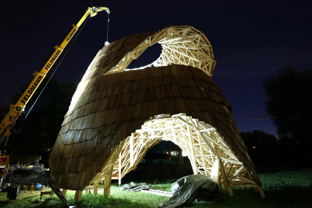 Shingled Timber Pavilion: Robot-Built Structure by ETH Zurich University