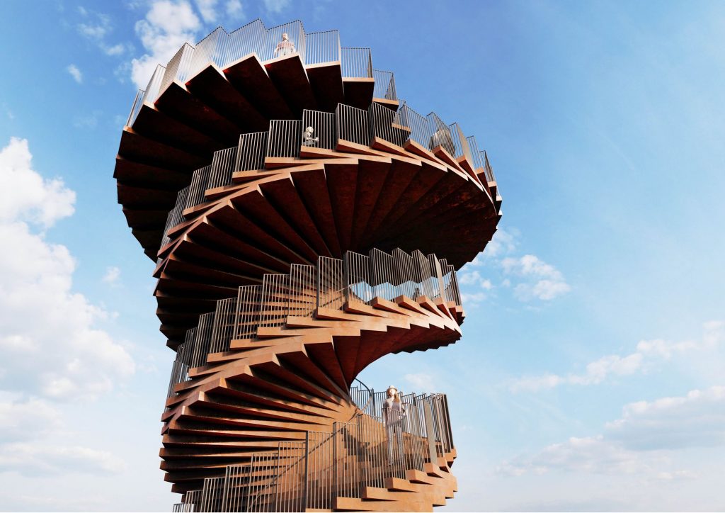 Bjarke Ingels Group Helices Marsk WatchTower In Corten Steel