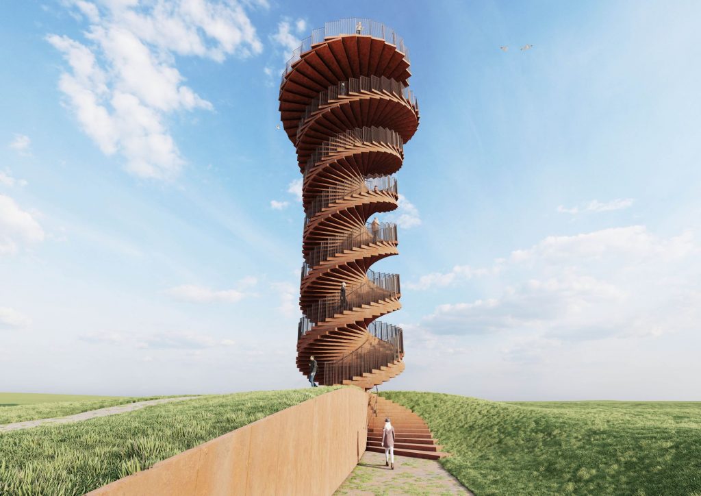 Bjarke Ingels Group Helices Marsk WatchTower In Corten Steel