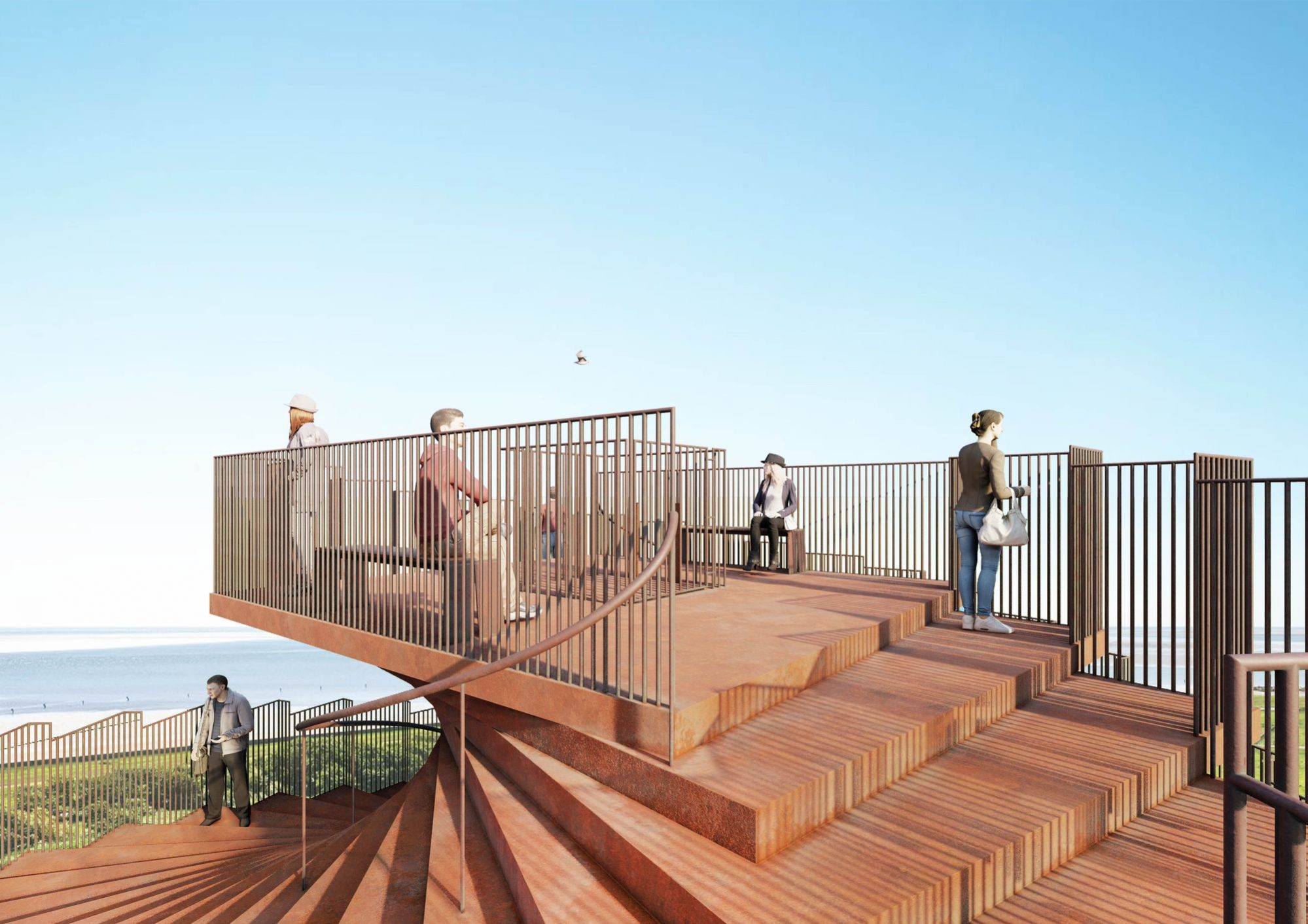 Bjarke Ingels Group Helices Marsk WatchTower In Corten Steel