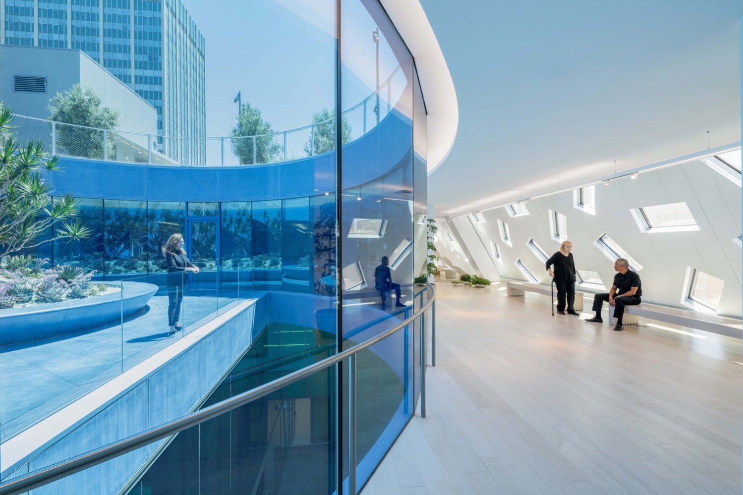 Audrey Irmas Pavilion: Stylish & Angularly Slant Edifice Unveiled by OMA