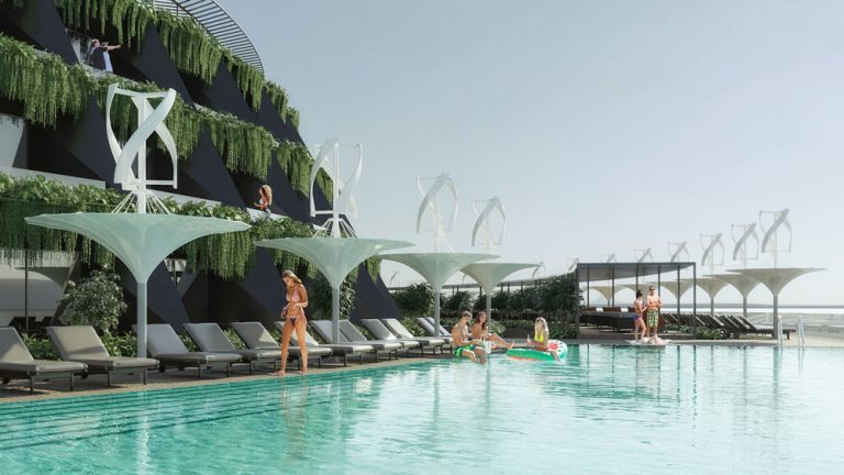 Eco-floating Hotel inspired by the formation of the vortex