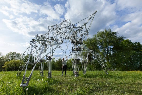 First architectural structure made of hybrid cast metal and 3d printed mold