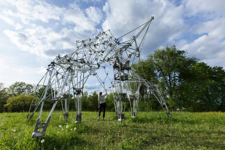 First architectural structure made of hybrid cast metal and 3d printed mold