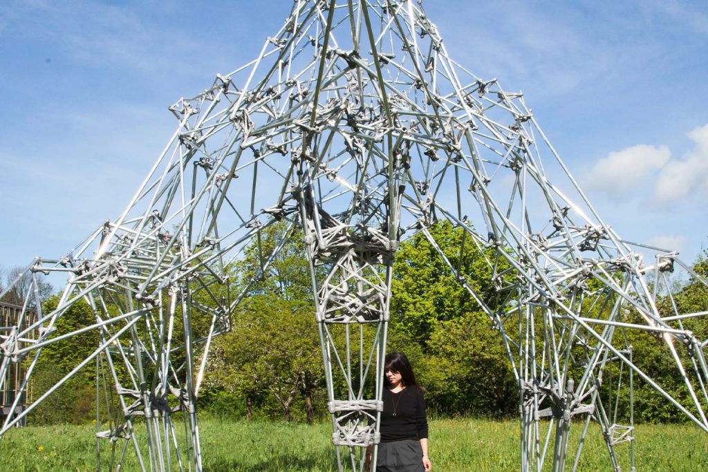 First architectural structure made of hybrid cast metal and 3d printed mold