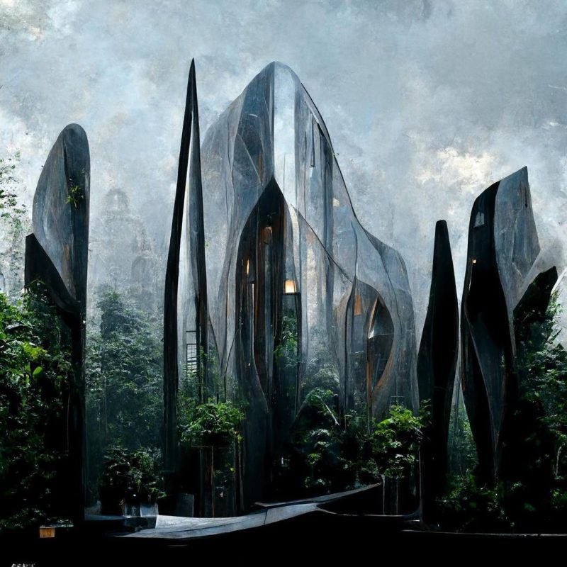 Artistic approach toward possible futures in real and virtual worlds with AI