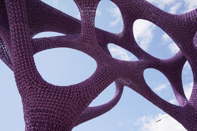 An abstract robotically 3D-printed pavilion