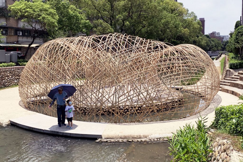 TOROO Pavilion defined by a fluid bamboo line network by LEAD