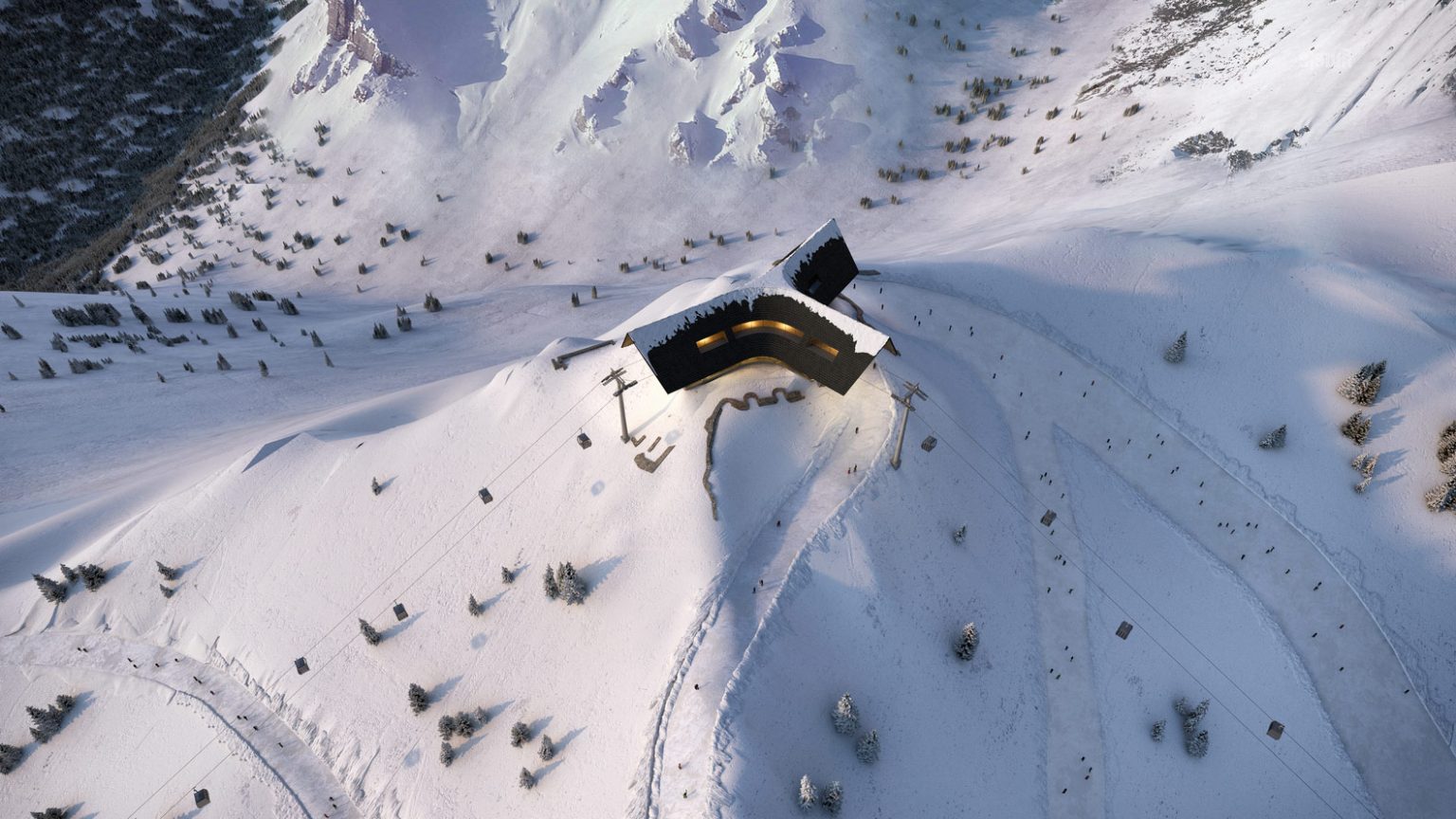 unveils the design for ski facilities in Italian Alps