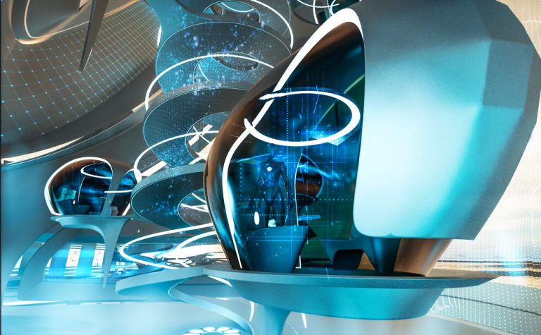 Immersive space blurring physical, digital worlds