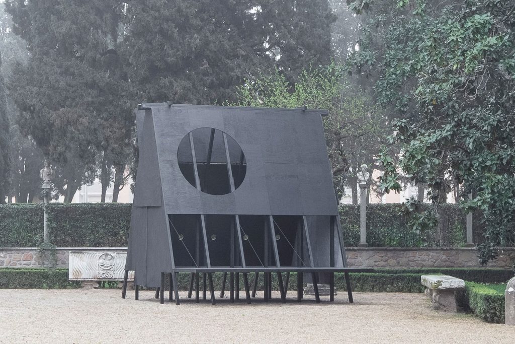 Black Pavilion, a flexible structure for various uses by Buero Wagner