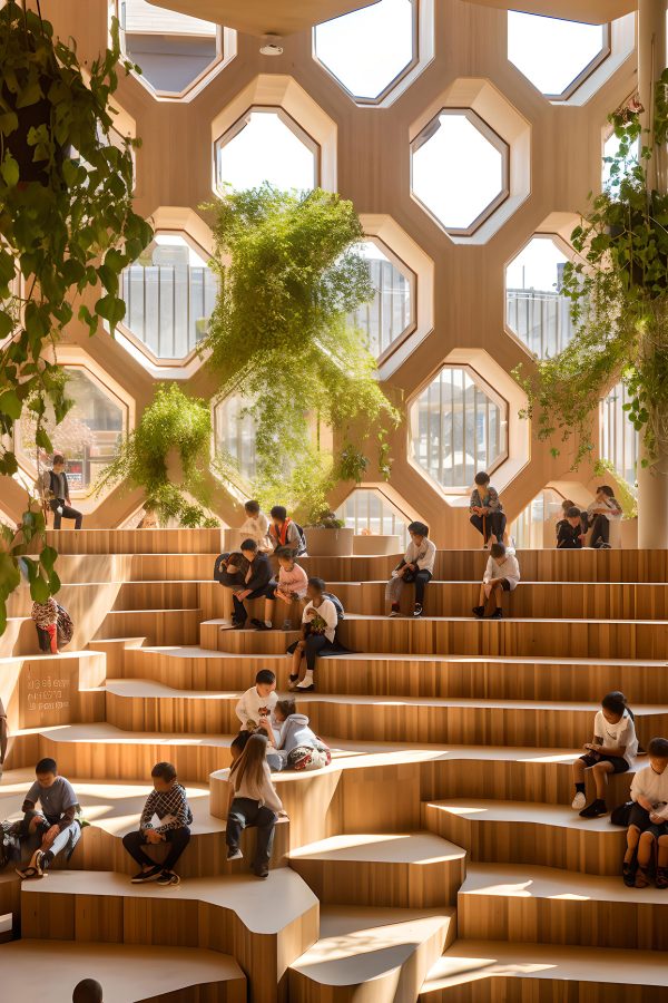 HiveSchools by Rolo & Ulises: Hexagonal design, AI integration