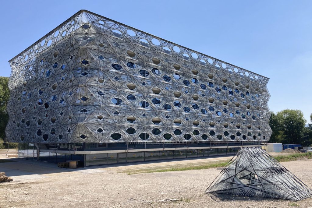 Texoversum features a textile-like facade made of carbon fibres
