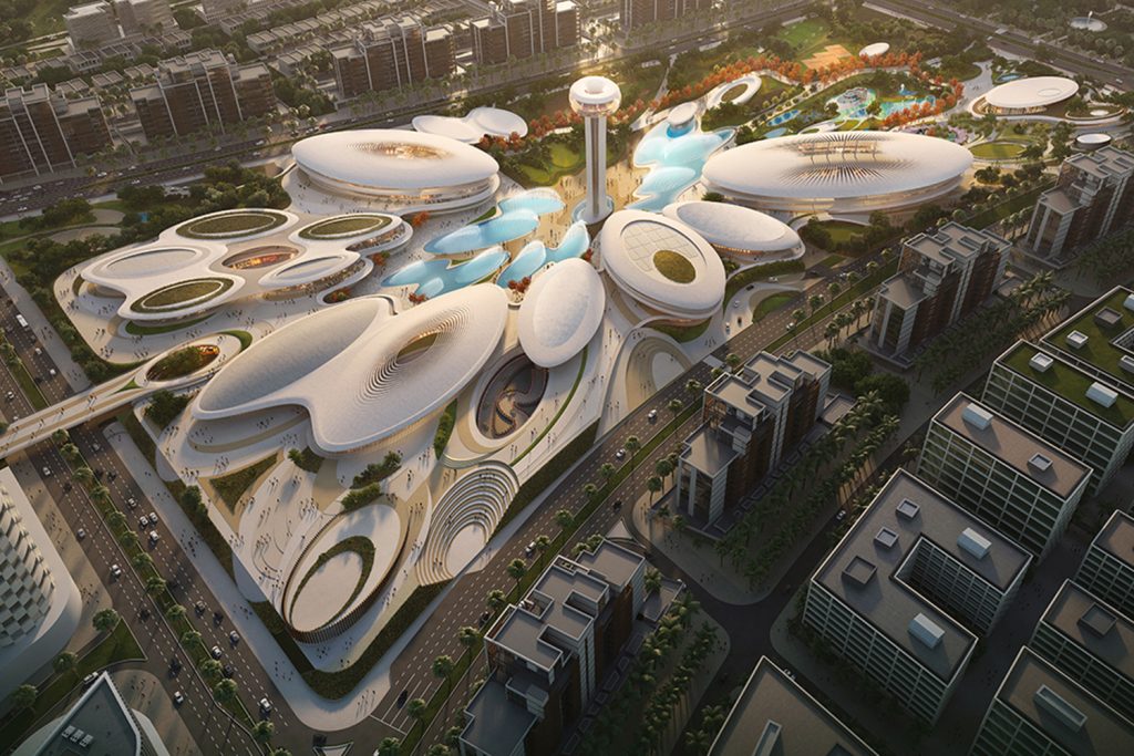 Aljada Central Hub features wind-channeling buildings