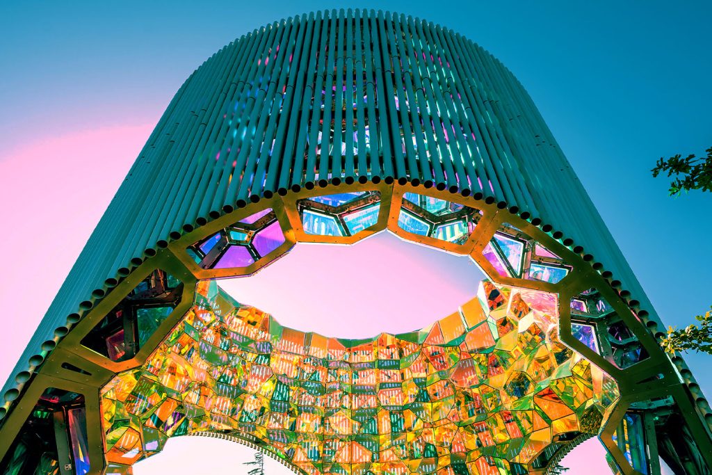 cylindrical pavilion near Google's new HQ in Mountain View