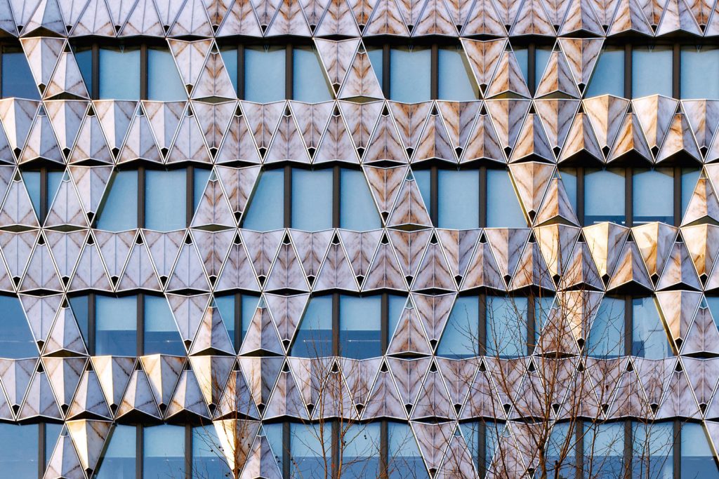 Manuelle Gautrand's Office Building: Folded Glass Facade