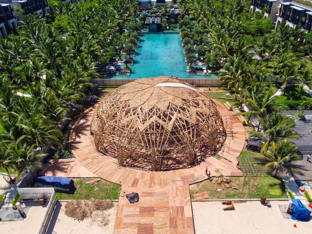Bamboo Dome, G20 Bali: Triangular mountain-shaped framework