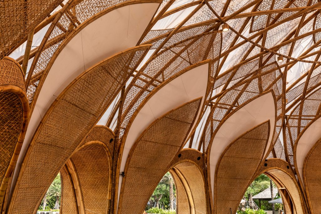 Bamboo Dome, G20 Bali: Triangular mountain-shaped framework