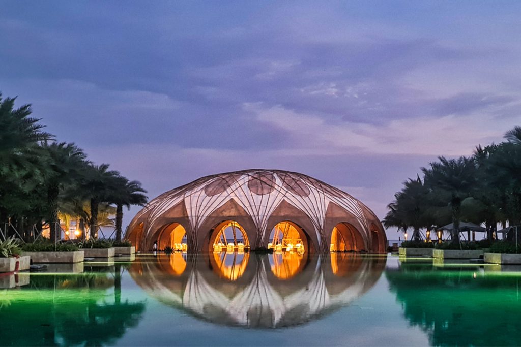 Bamboo Dome, G20 Bali: Triangular mountain-shaped framework