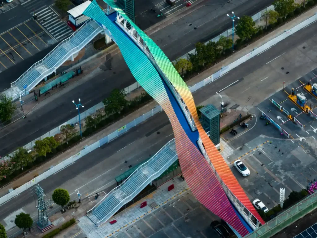 Atelier cnS Designs Parametric Polychromatic Jianshe Avenue Pedestrian Bridge